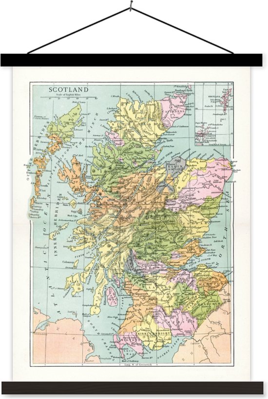 Posterhanger incl. Poster 60x80 cm - Schoolplaat - Vintage kaart van ...