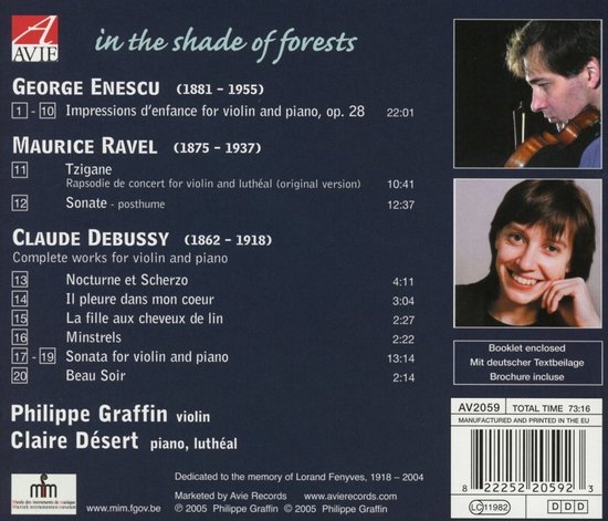 Philippe Graffin & Claire Désert - In The Shade Of Forests (CD), Claire ...