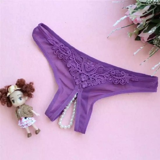 Parel string - Sexy string - Paars - Peek-a-boo string - Erotiek - Sexy ...