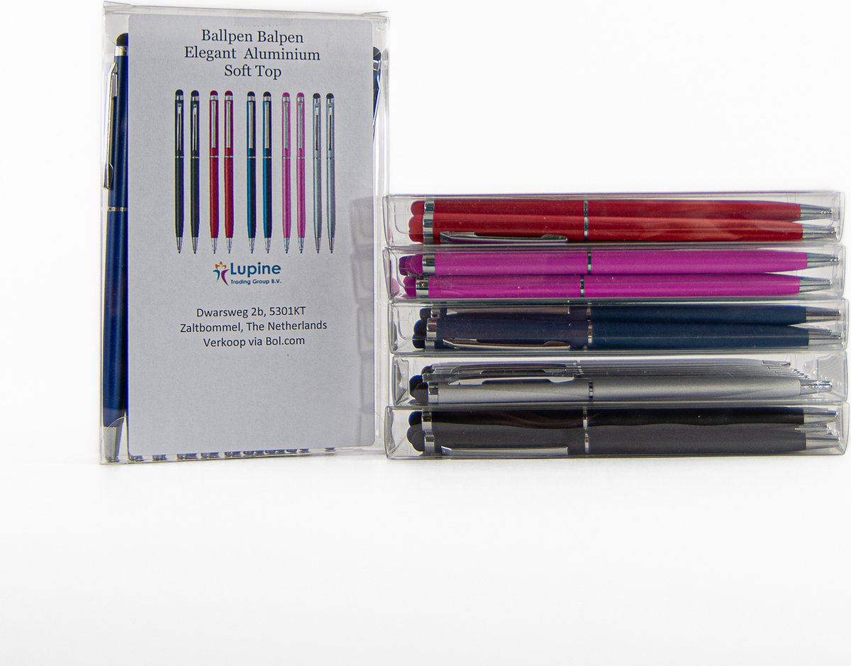 Balpen blauw verpakt in Set van 10, Slank en elegant ontwerp Aluminium ...