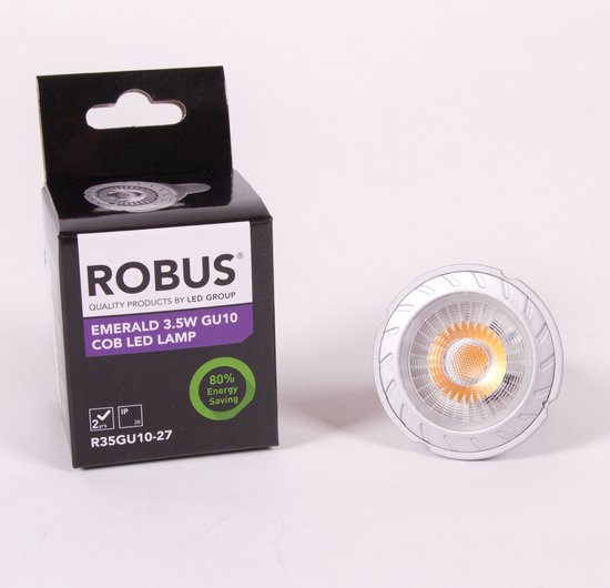 10x ROBUS GU10 LED 3,5W(gelijk aan 35W), Extra Warm Wit, Niet dimbaar ...