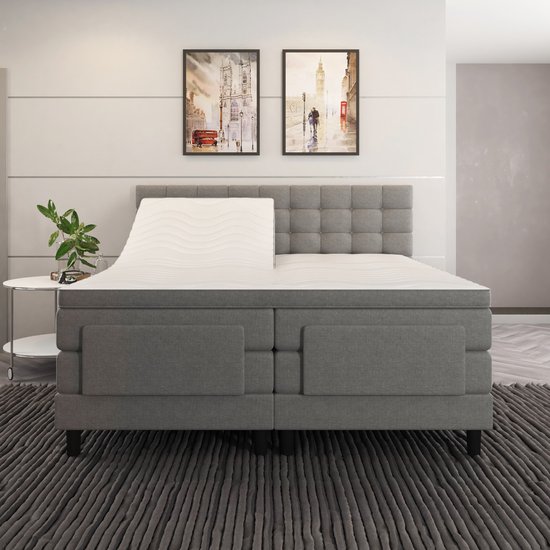 Boxspring 180x200 - Elektrische Boxspring - Boxspring Quattro - Grijs ...