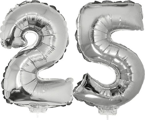 25 jaar leeftijd feestartikelen/versiering cijfers ballonnen op stokje ...