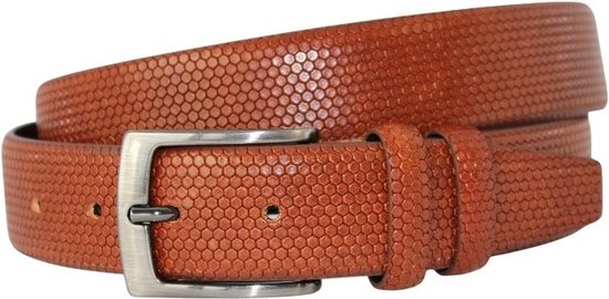 Luxe Italiaanse Heren Riem - Cognac - Honinggraat print - Riemmaat 95 ...