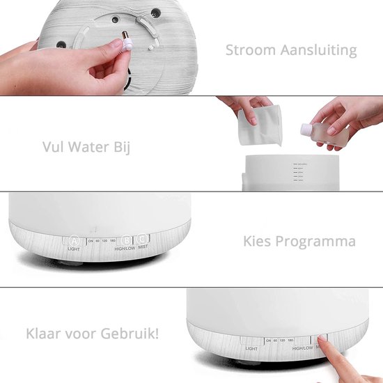 Stijlvolle Design Aroma Diffuser 1 liter – Ultrasone Luchtbevochtiger ...