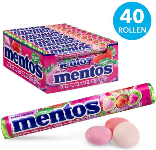 Mentos | Strawberry / Aardbei | 40 rollen | bol.com