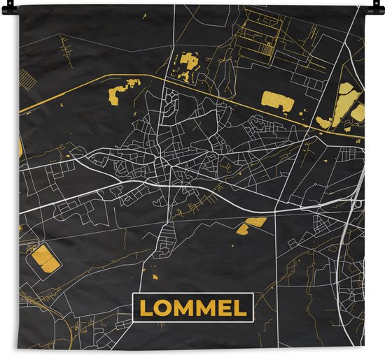 Wandkleed - Wanddoek - Lommel - Stadskaart - Goud - Plattegrond - Kaart ...