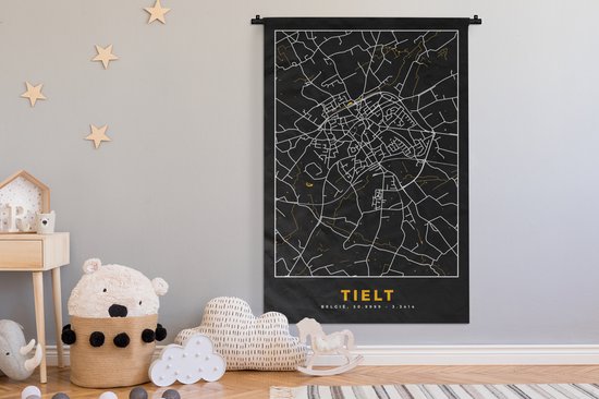 Wandkleed - Wanddoek - Stadskaart - Kaart - Tielt - Goud - Plattegrond ...