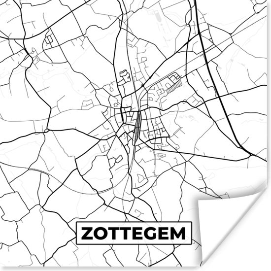 Affiche Zwart Wit – België – Carte – City Map – Map – Zottegem ...
