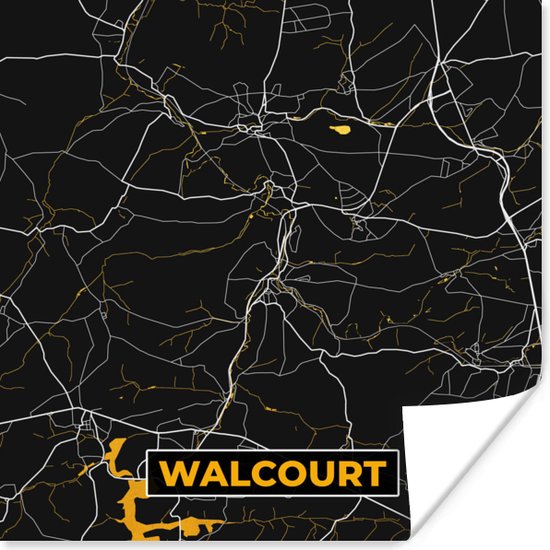 Poster Walcourt - Plattegrond - Kaart - Goud - Stadskaart - 50x50 cm | bol