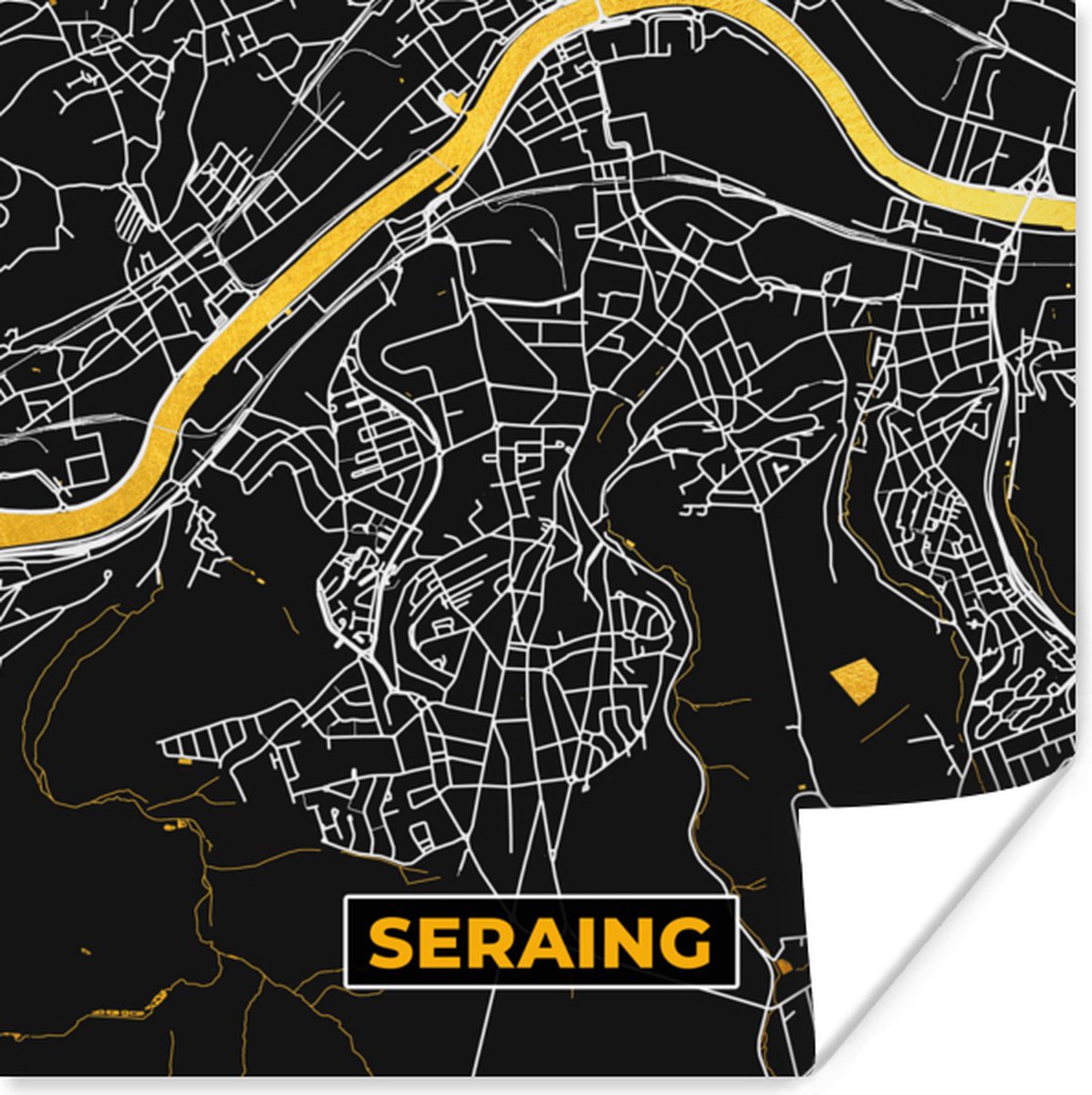 Affiche Plan - Carte - Seraing - Or - Plan de ville - 30x30 cm | bol.com