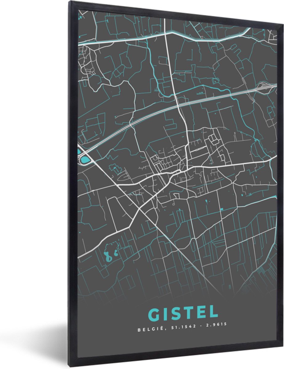 Fotolijst incl. Poster - Kaart – Plattegrond – Stadskaart – Gistel ...
