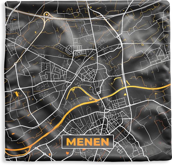 Kussenhoes 50x50 cm - Menen - Plattegrond - Goud - Stadskaart - Kaart ...