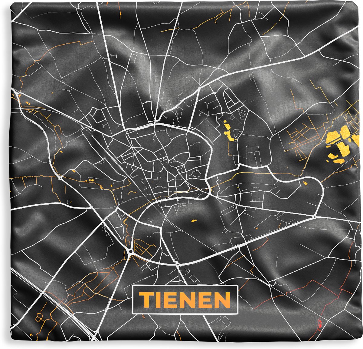Kussenhoes 50x50 cm - Stadskaart - Goud - Tienen - Kaart - Plattegrond ...