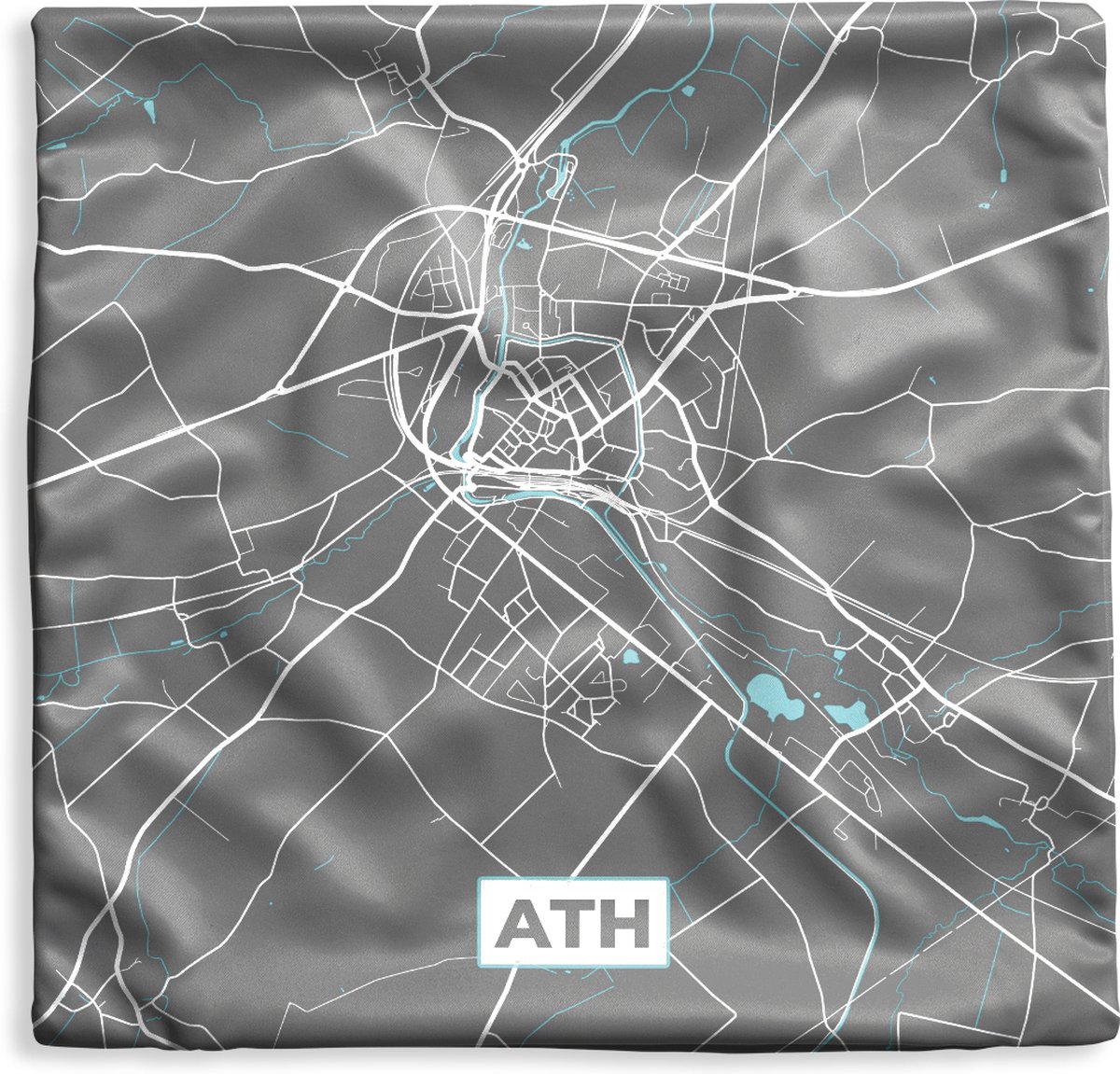 Kussenhoes 60x60 cm - België – Ath – Stadskaart – Kaart – Blauw ...