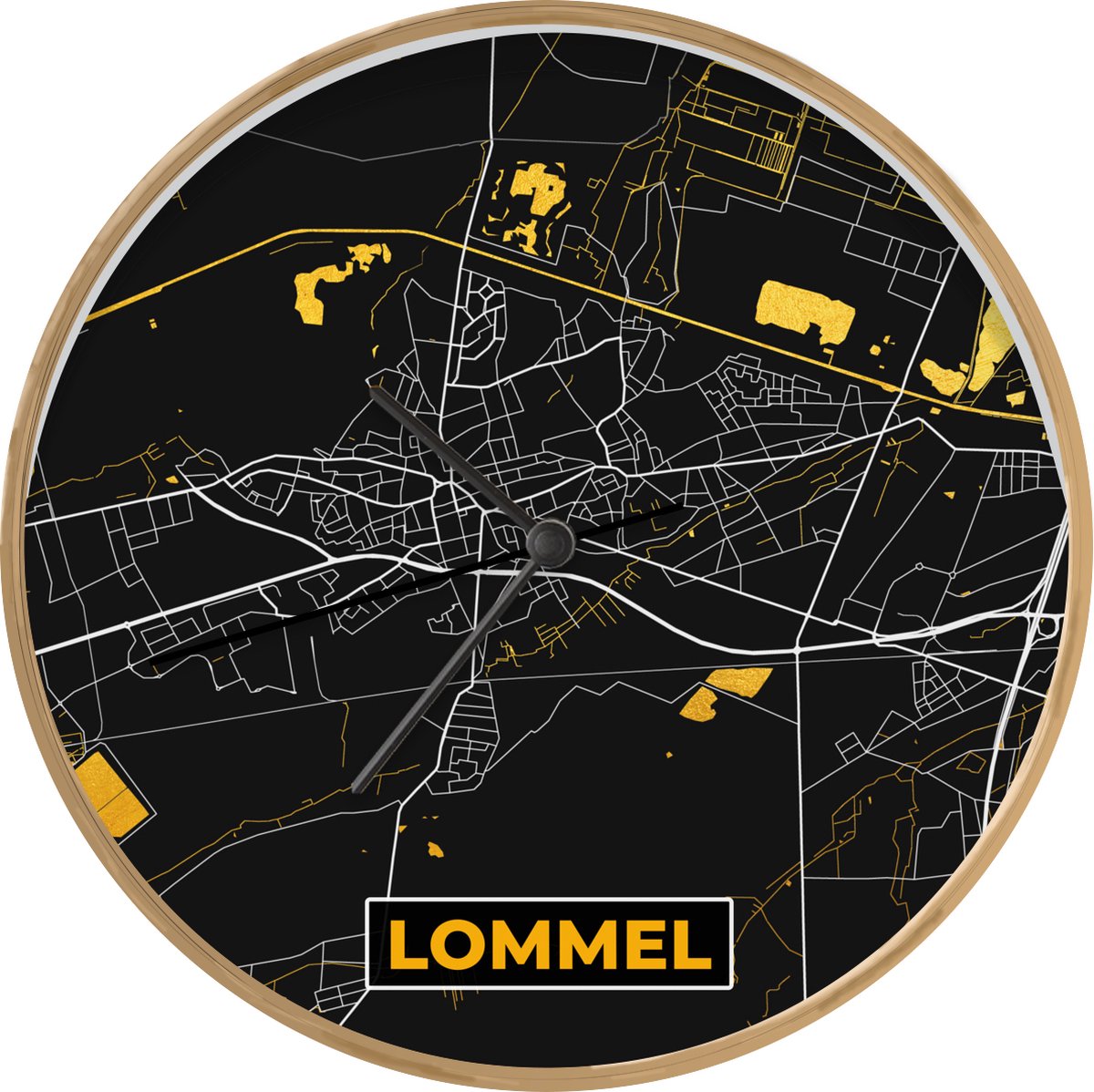Klok - Ø 30 cm - Lommel - Stadskaart - Goud - Plattegrond - Kaart ...