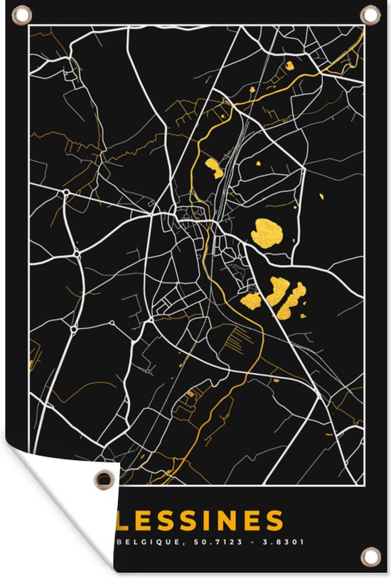 Tuindecoratie Kaart - Lessines - Stadskaart - Goud - Plattegrond ...