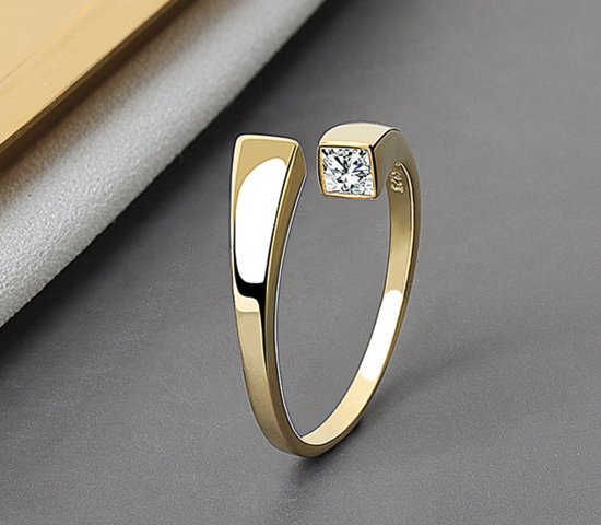 Ring dames | open ring | zilveren ring dames | Gold plated | Zirkonia ...
