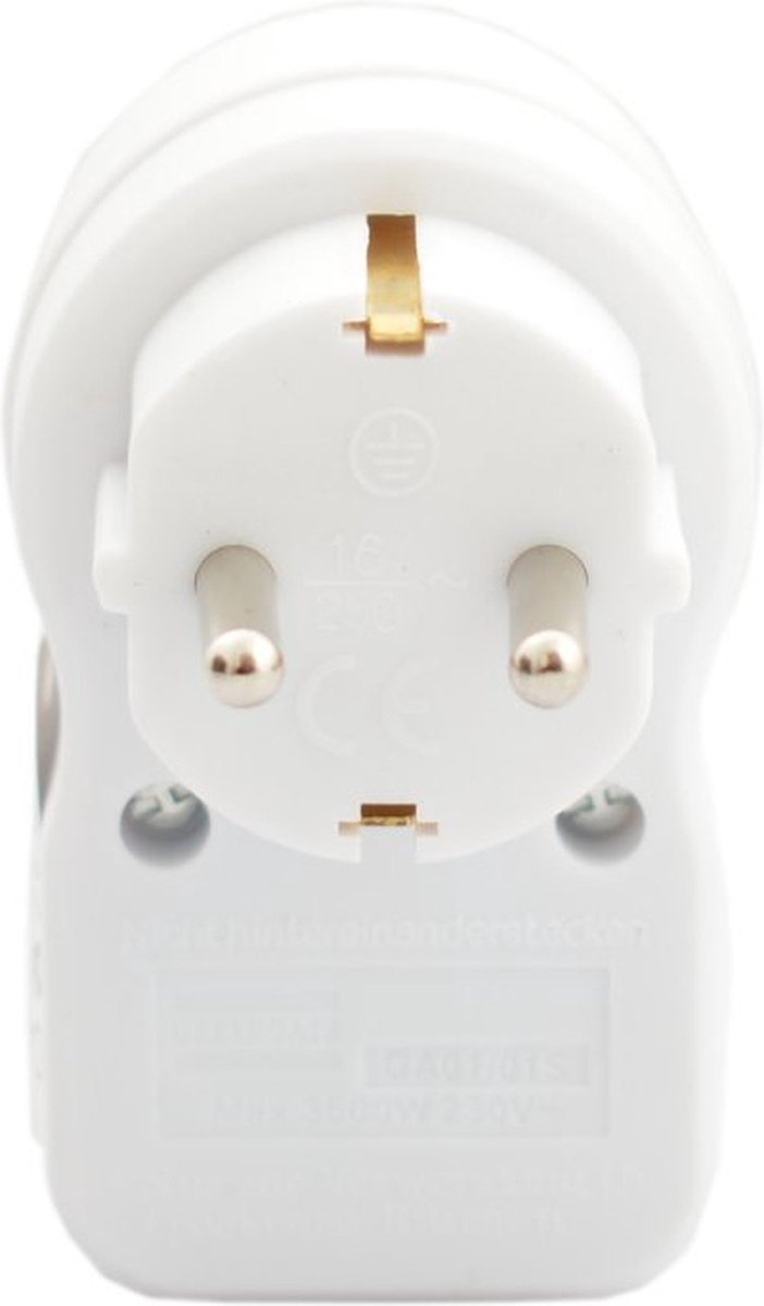 Stopcontact adapter enkel wit - Met randaarde en schakelaar - Witte ...