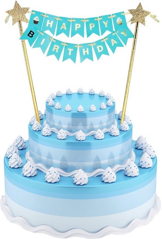 Little koekies - Verjaardags taart topper - Blauw/Goud - jongen ...