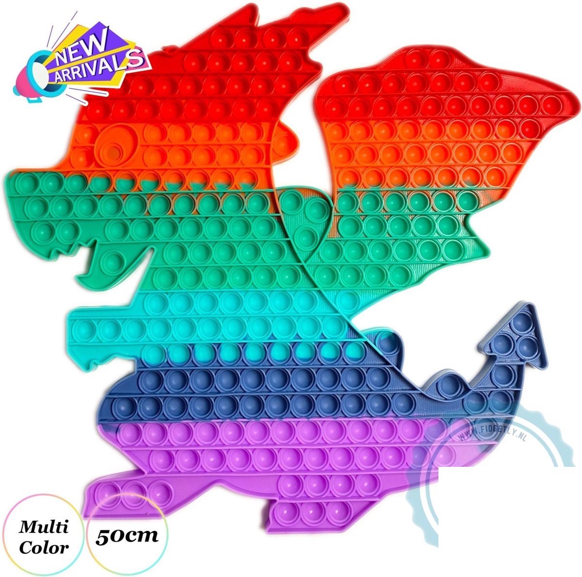 FIDGETY | Fidget toys | Draak | | Multi color | Mega Pop it | 50cm ...