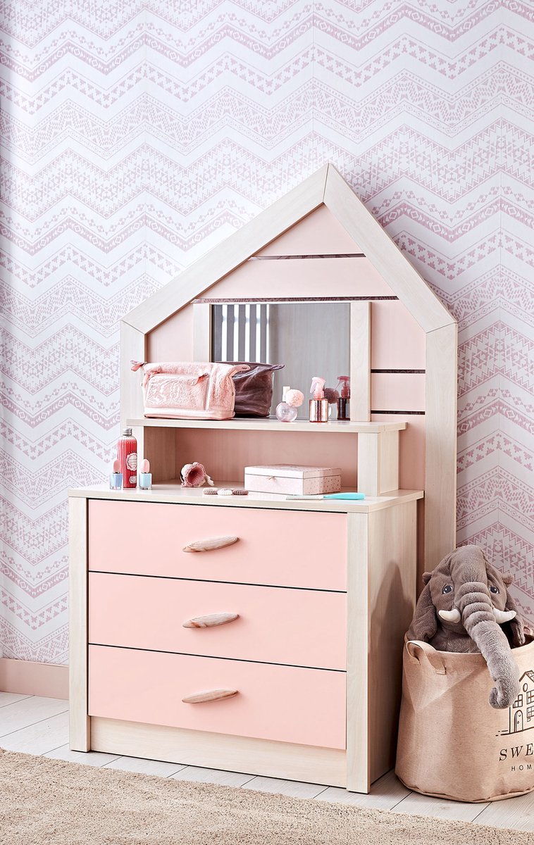 Cento Pink commode ladekast roze huisje met spiegel meisjeskamer | bol.com