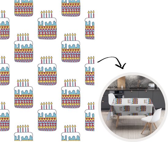 Tafelkleed - Tafellaken - 130x200 cm - Patroon - Taart - Verjaardag ...