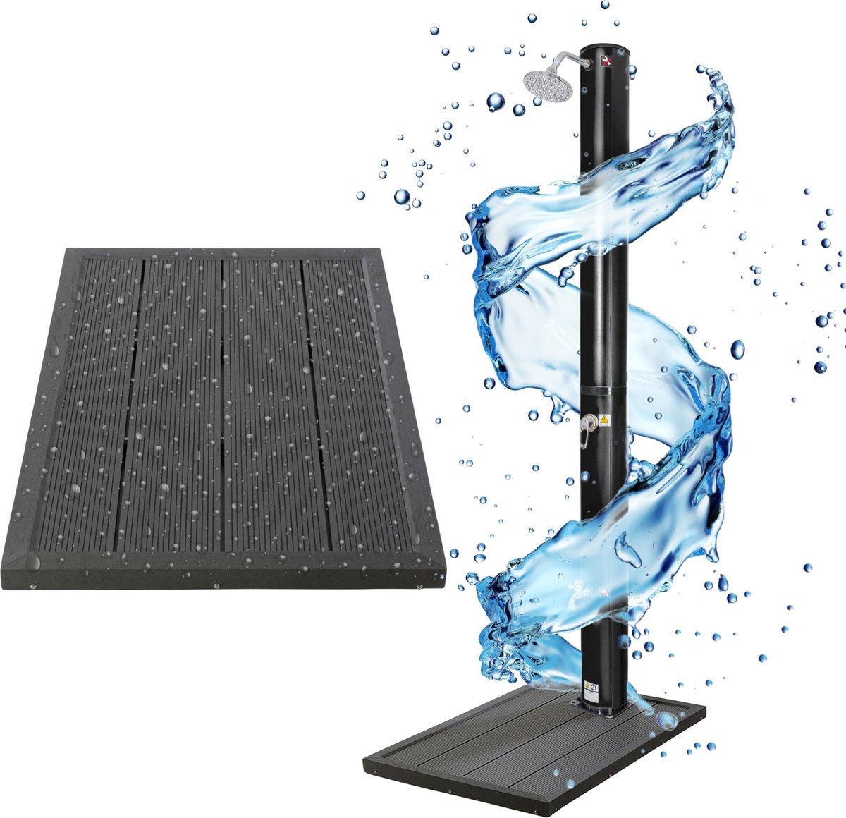 AREBOS Tuindouche met Vloerelement - Solar Douche met thermometer ...