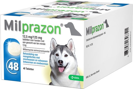 Milprazon Wormtabletten Hond 12,5mg/125mg Groot 48 tabletten | bol