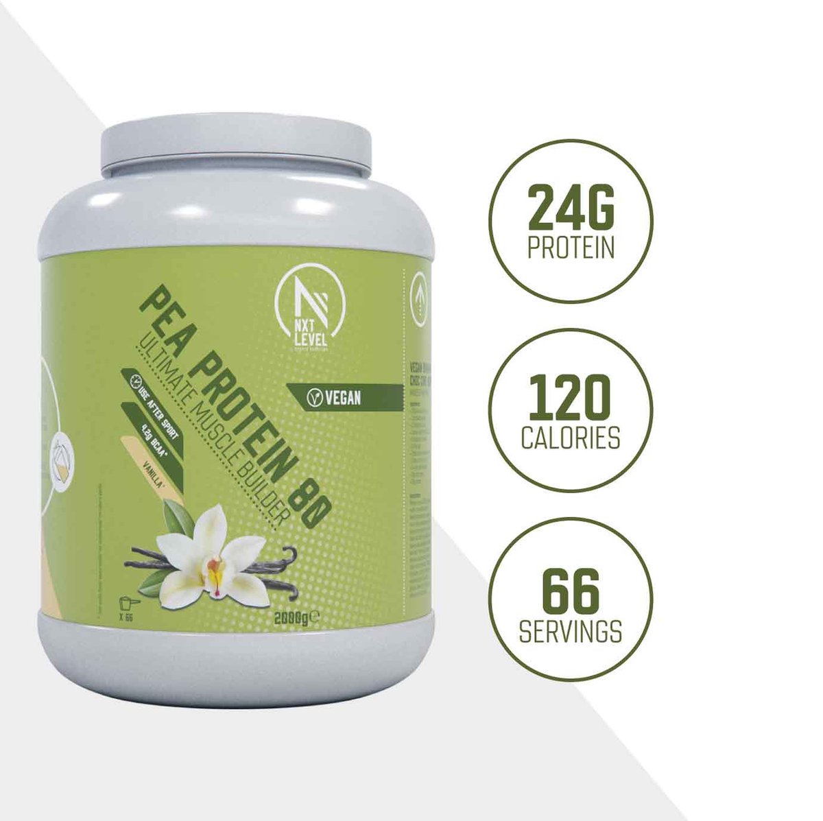 NXT Level Pea Protein 80 - Vegan Proteïne Poeder - 2000 gram (66 shakes ...