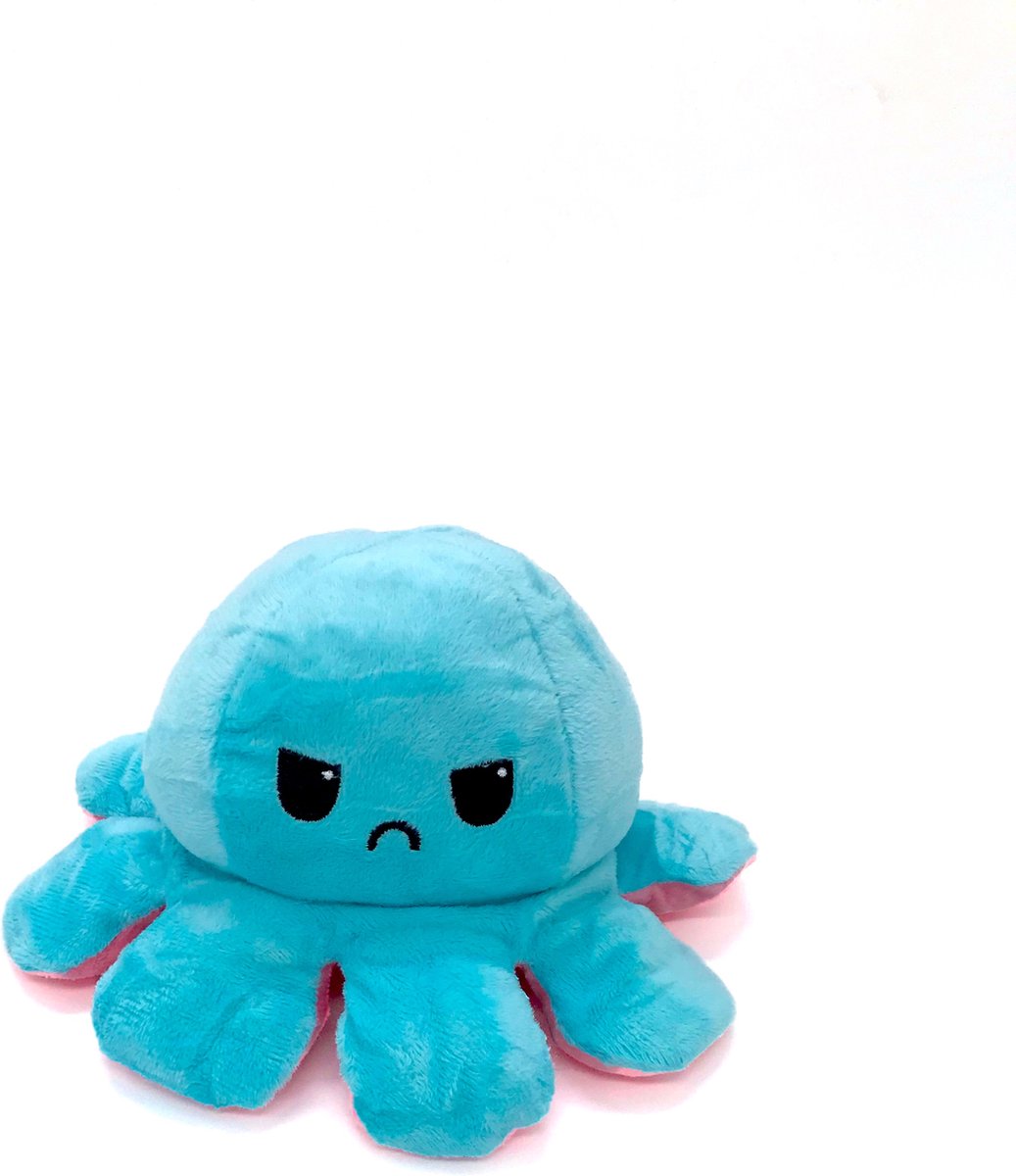 Octopus knuffel - Mood knuffel - Roze - Blauw - Blij/Boos knuffel ...
