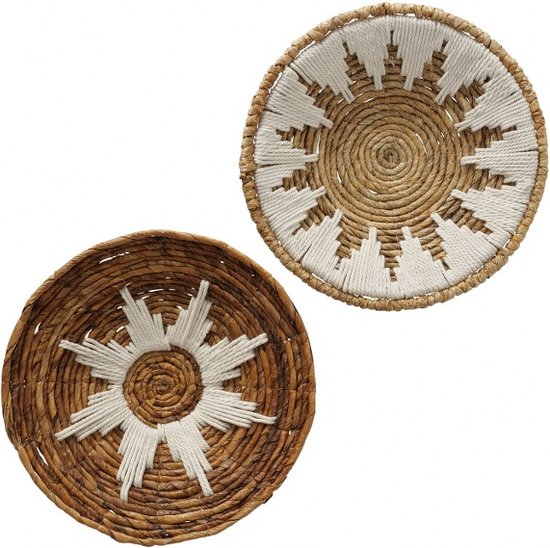 Muurdecoratie woonkamer geweven riet assorti 2 stuks 30 cm | bol.com