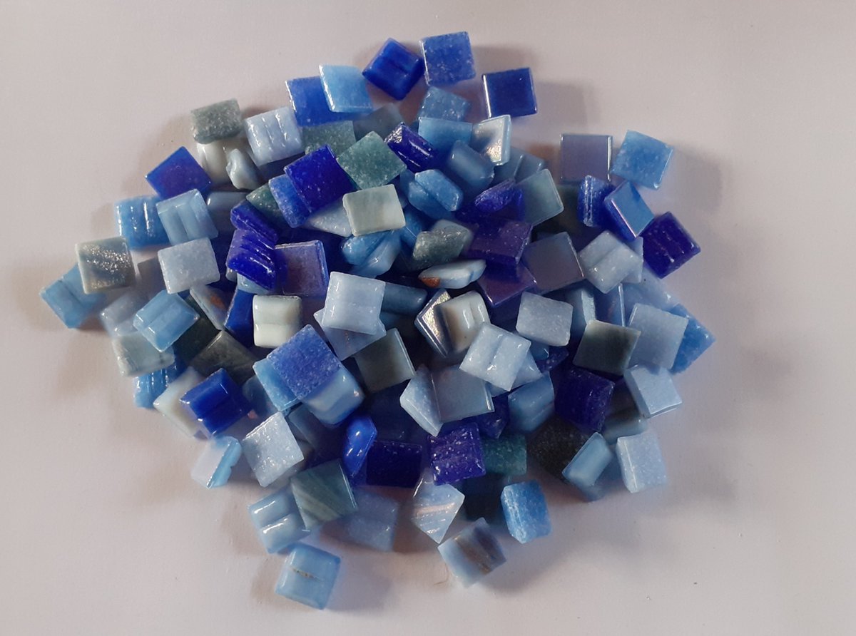 Mozaiek steentjes Glas Vierkant 1x1 cm Blauw mix 300 gram | bol