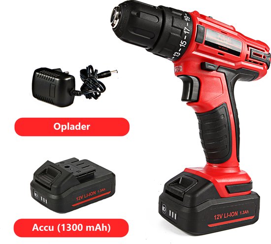 Kibani 12v accu boormachine - incl. 1300 mAh accu en accu - 1400 rpm ...