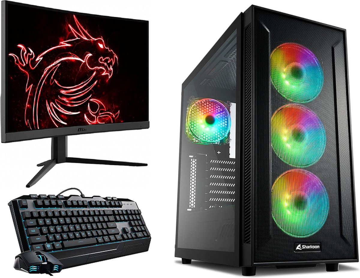 Complete 144Hz Game PC Setup - 24" MSI Curved Gaming Monitor ...