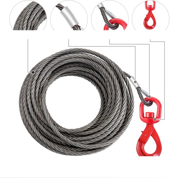 Treuil Vevor 30 M - Corde Fer - Câble - Poids Lourds - Avec Crochet ...