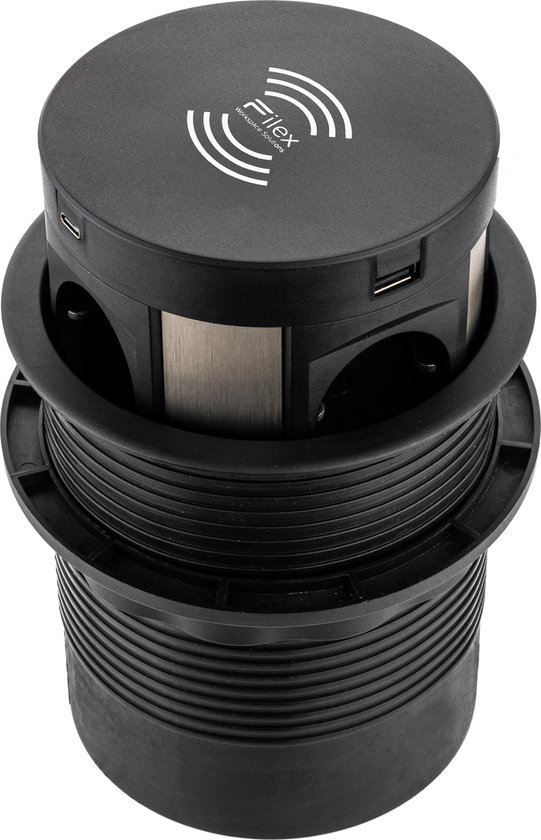 Filex QI Power Pop-Up Meeting - 4x 230v + 2x USB A+C - Zwart | bol.com