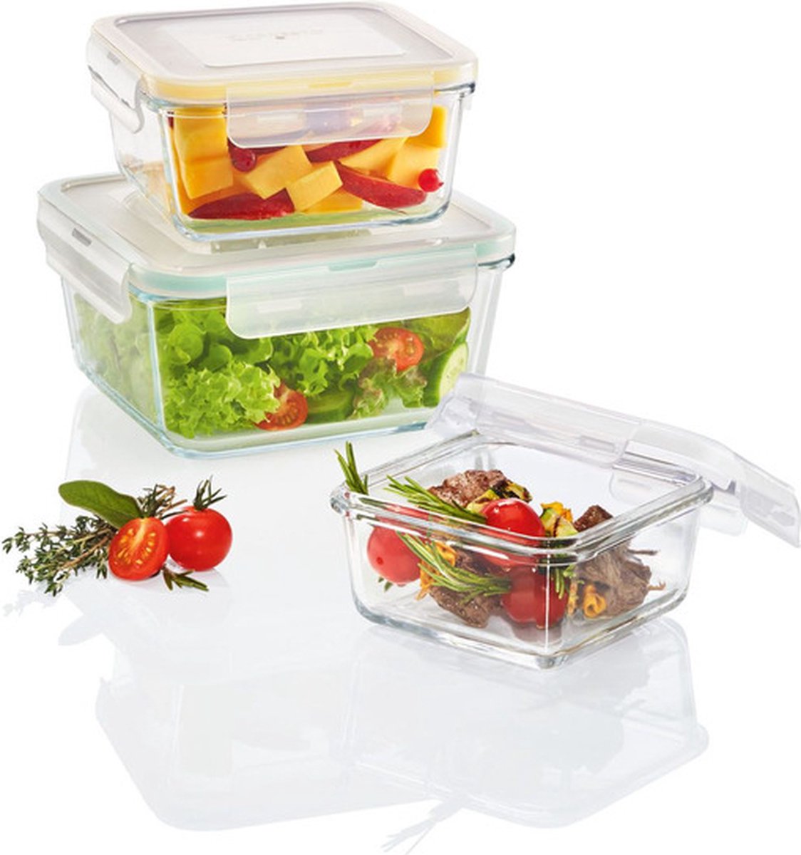 ERNESTO® glazen opslag container set - huishoud | bol.com