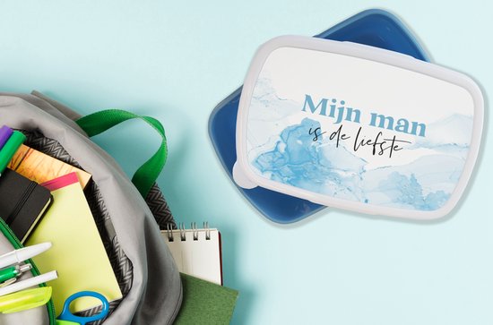 Broodtrommel Blauw - Lunchbox - Brooddoos - Quote - MIjn man is de ...