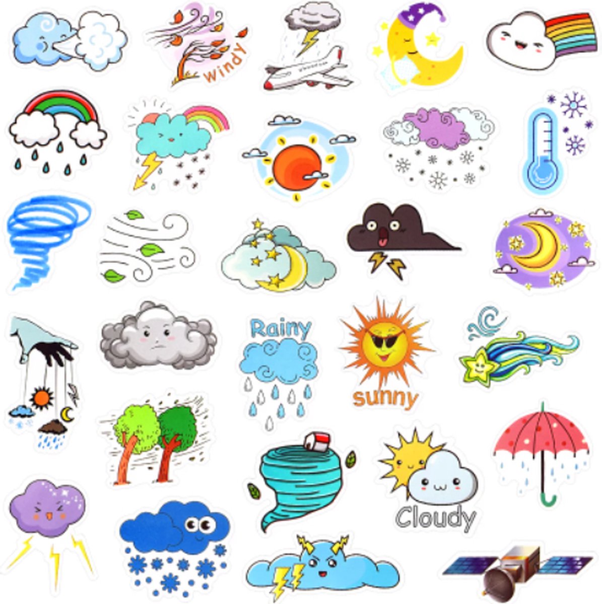 Weer Cartoon Stickers - 50 Stuks - Muurstickers - Stickers geschikt ...