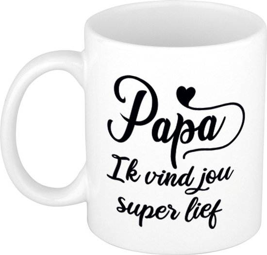 Papa ik vind jou super lief cadeau koffiemok / theebeker wit - Cadeau mok / Vaderdag | bol.com