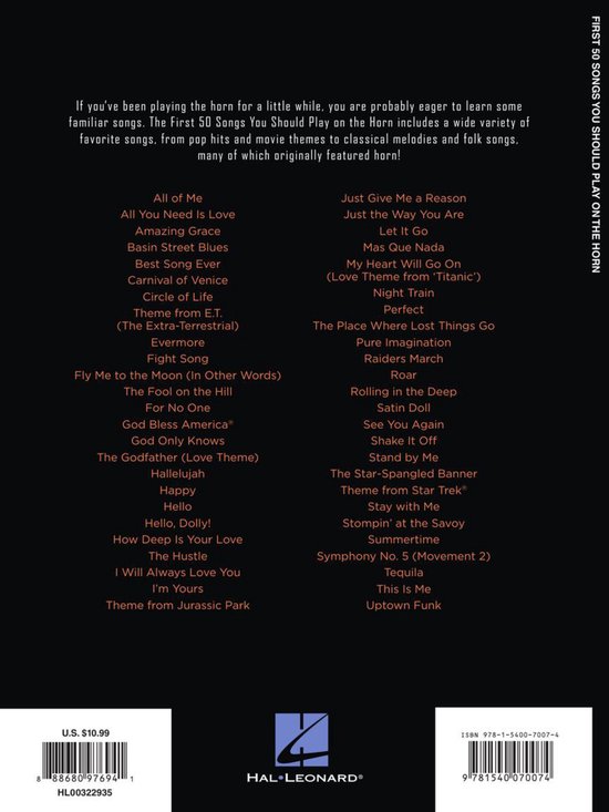First 50 Songs You Should Play on the Horn | 9781540070074 | Boeken | bol