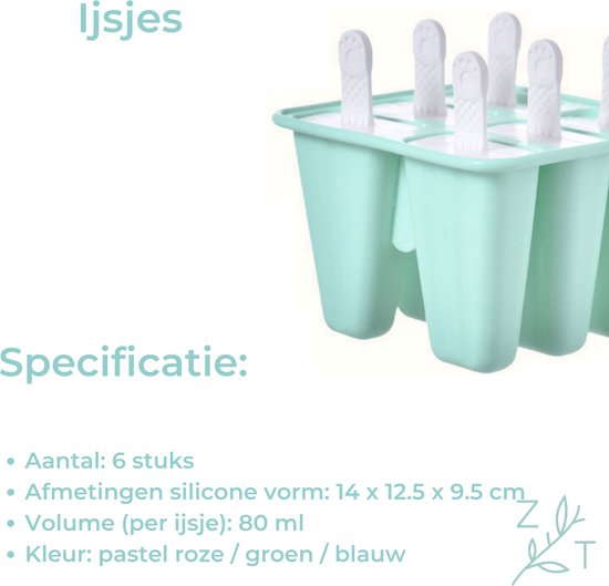 Ijsjesvorm - 6 stuks - Siliconen - Waterijs Vorm - Bakvorm - Fruitijs ...