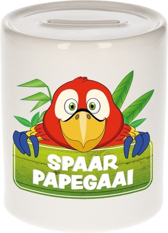 Kinder spaarpot met spaar papegaai opdruk - keramiek - papegaaien ...