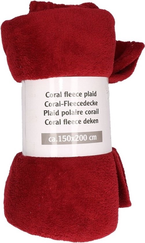 Diep donker rode fleece bank/bed deken - formaat 150 x 200 cm - plaid | bol