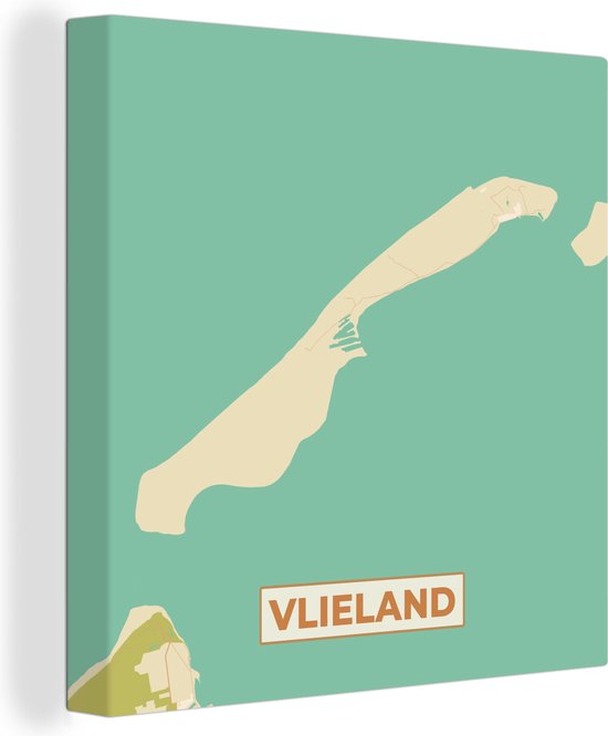 Canvas Schilderij Stadskaart - Kaart - Waddeneilanden - Vlieland ...