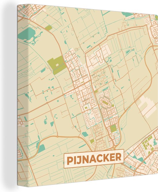 Canvas Schilderij Pijnacker - Stadskaart - Plattegrond - Kaart ...