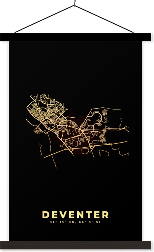 Posterhanger incl. Poster 40x60 cm - Schoolplaat - Stadskaart - Deventer - Plattegrond... | bol