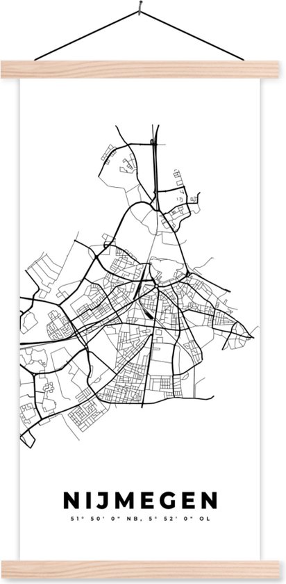 Posterhanger incl. Poster - Schoolplaat - Stadskaart – Zwart Wit ...