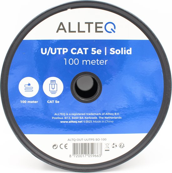 Netwerkkabel - Cat 5e - U/UTP - Vaste kern - CCA - 5.2mm - 100 meter ...